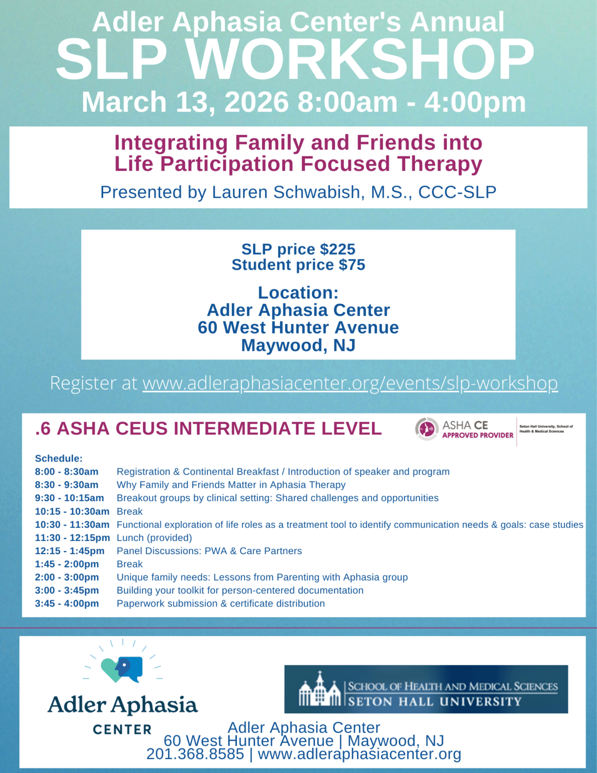 Adler Aphasia Center Events in New Jersey